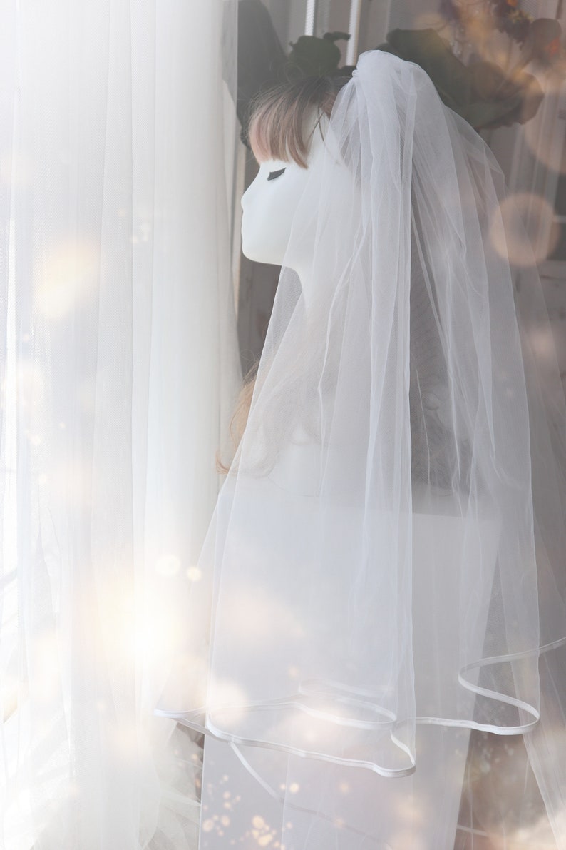 New Wedding Veil | Satin Cord Edge Wedding Veil | Light Luxury Satin ...