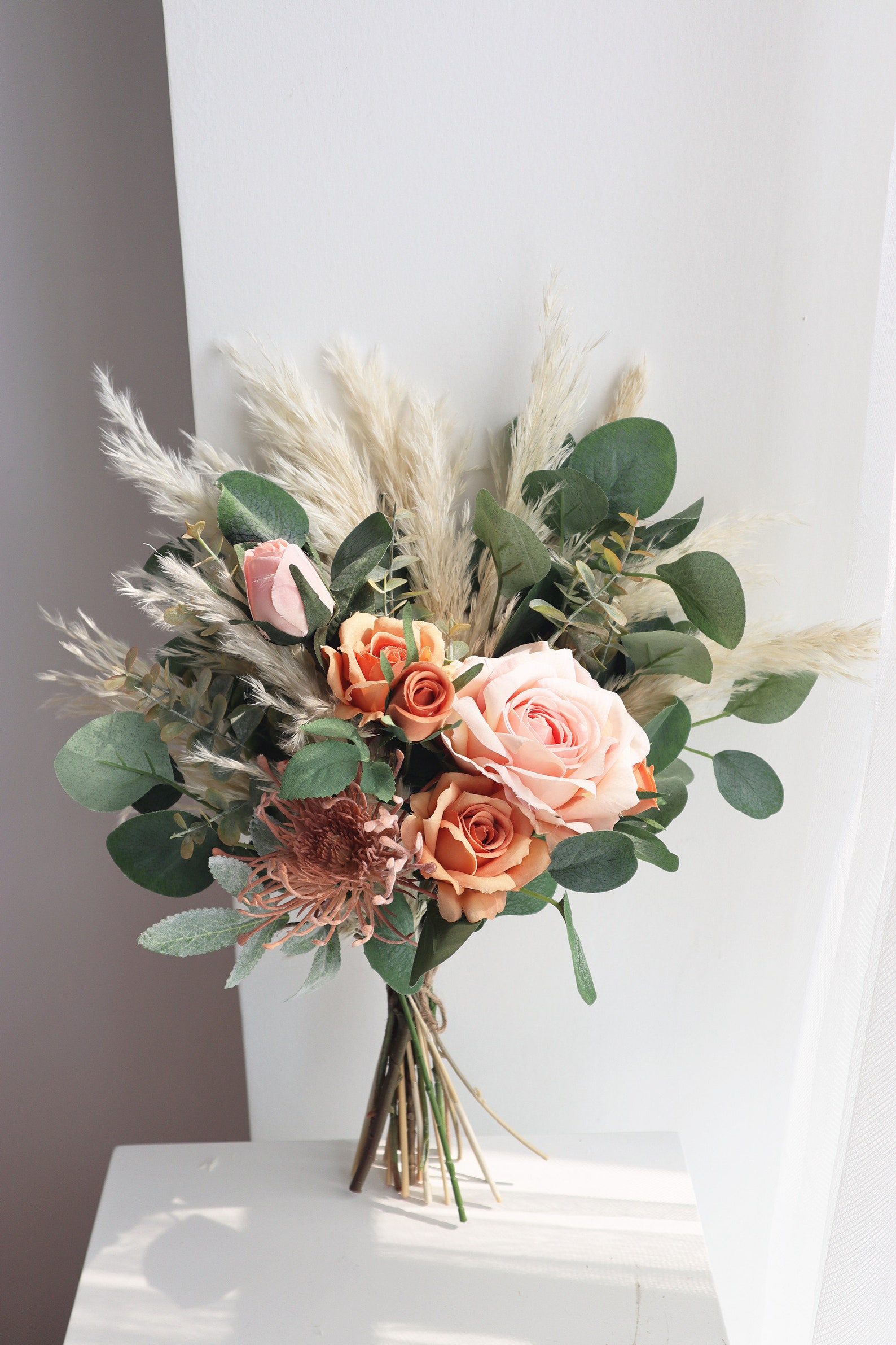 Rustic Boho Wedding Bouquet Silk Rose Bouquetbridal - Etsy