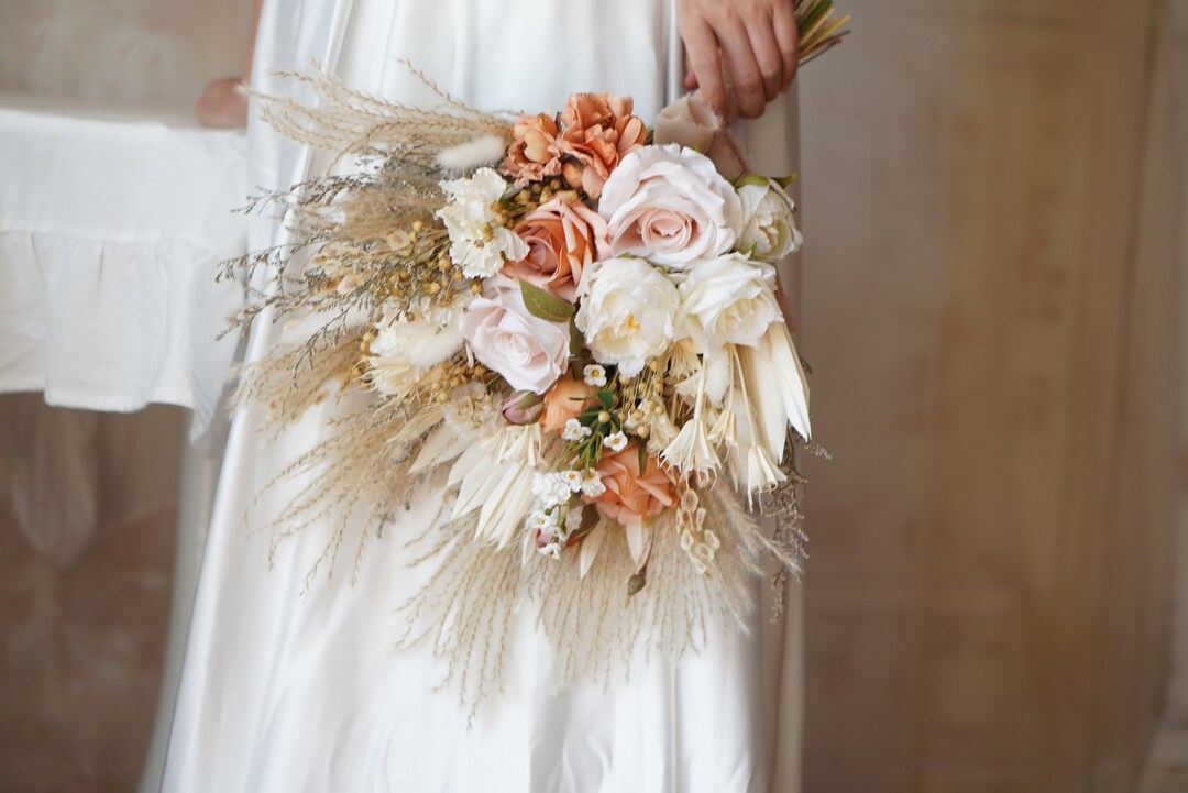 Bridal Bouquet Pampas Gras, Boho Wedding Bouquet, Bridesmaid Bouquets ...