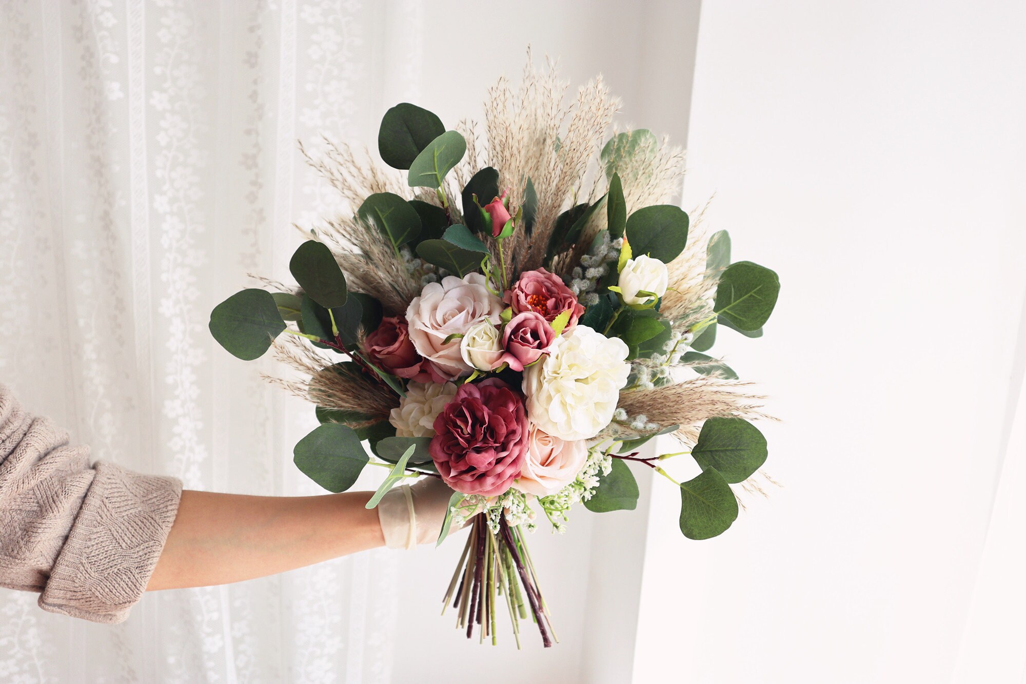 Rustic Boho Wedding Bouquetartificial Faux Flowers Home | Etsy