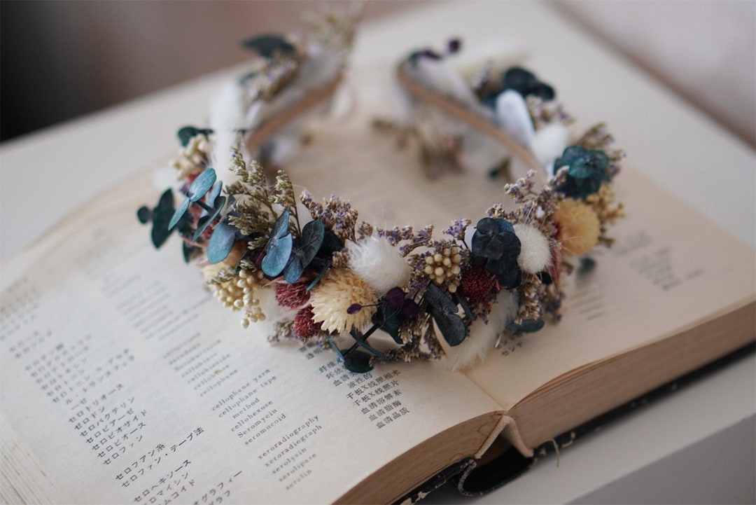 Dry Flower Crown ,green Eucalyptus Leaves , Rustic Floral Headpiece ...