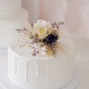 Wedding Cake Topper, Floral Cake Decoration, Cake Topper Flowers, Cream ...