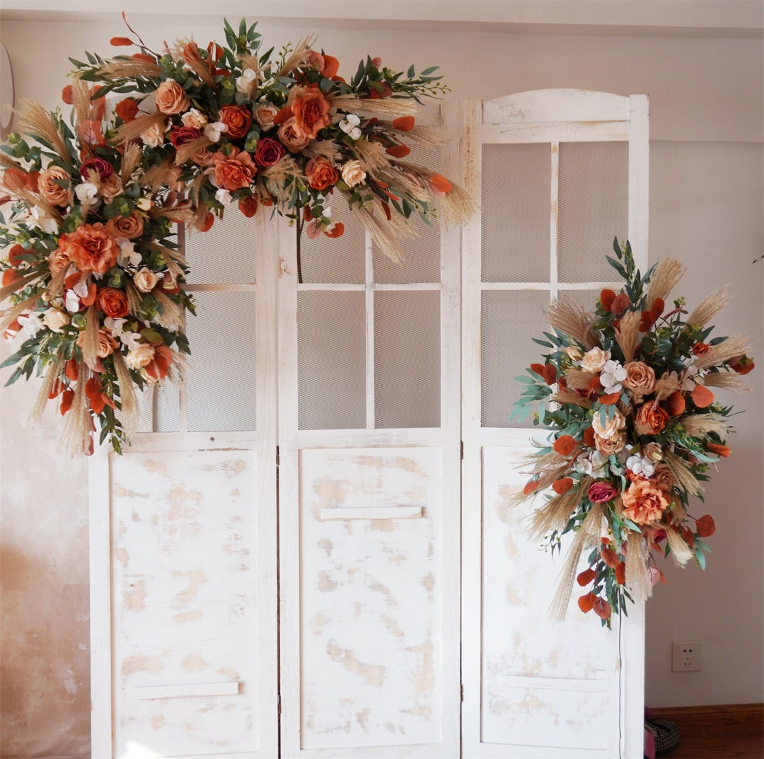 Burnt Orange Wedding Arch Arrangement,pampas Flower Arch Arrangement ...