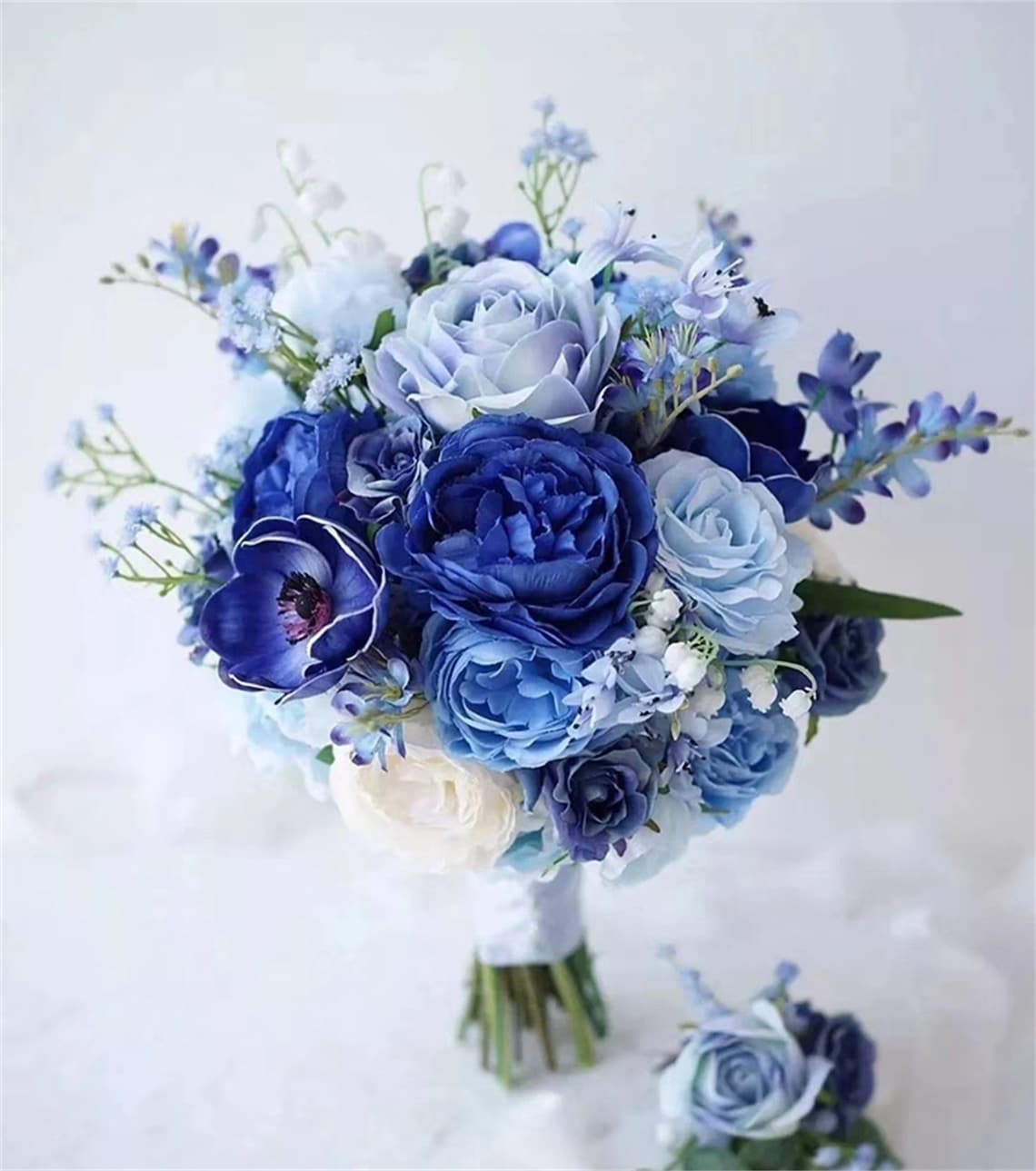 3 Heads Artificial Morandi Blue Rose High Quality Artificial | Etsy