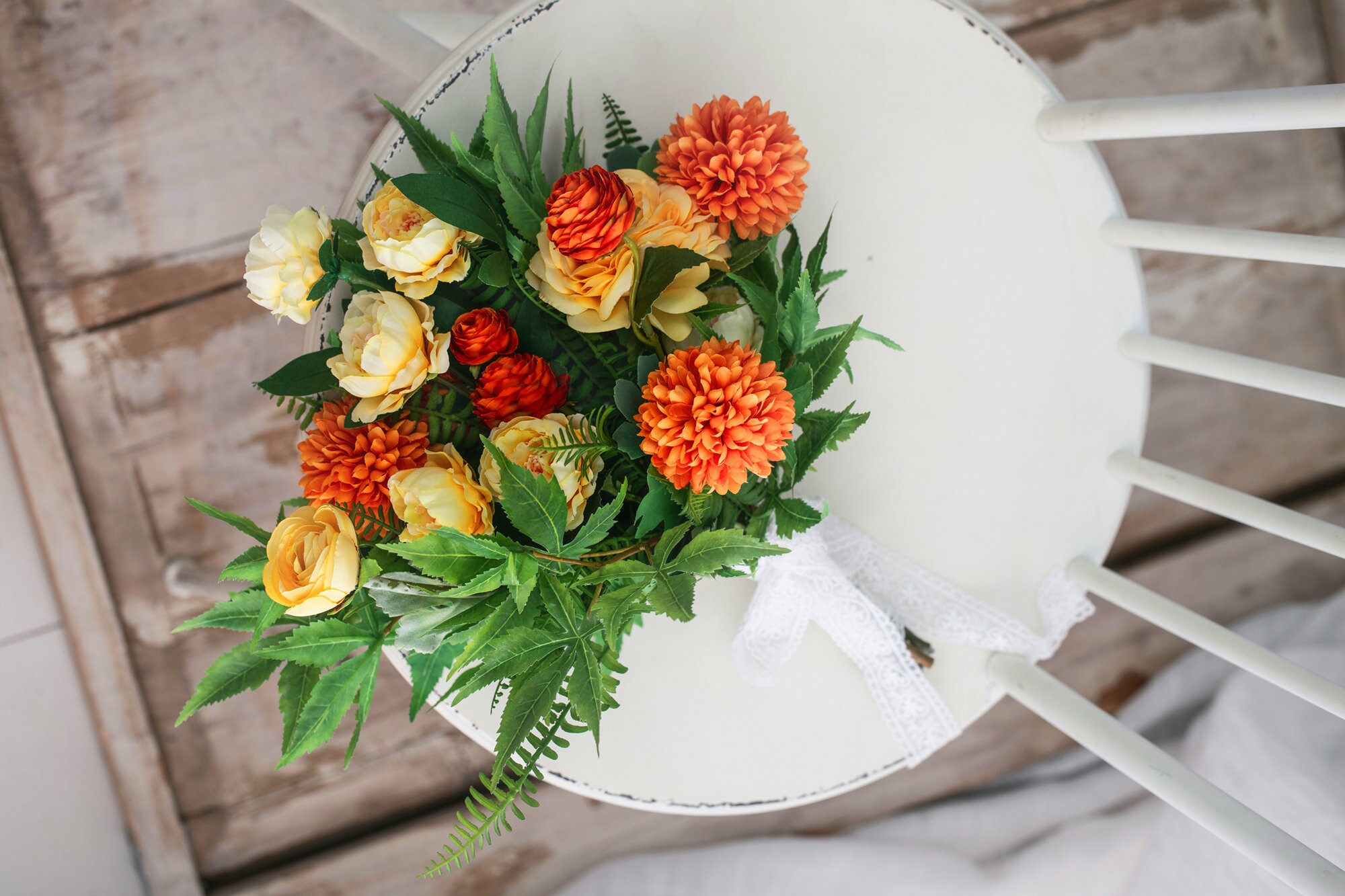 Chic Orange Silk Rose Bridal Bouquetwedding Bouquet Wedding - Etsy