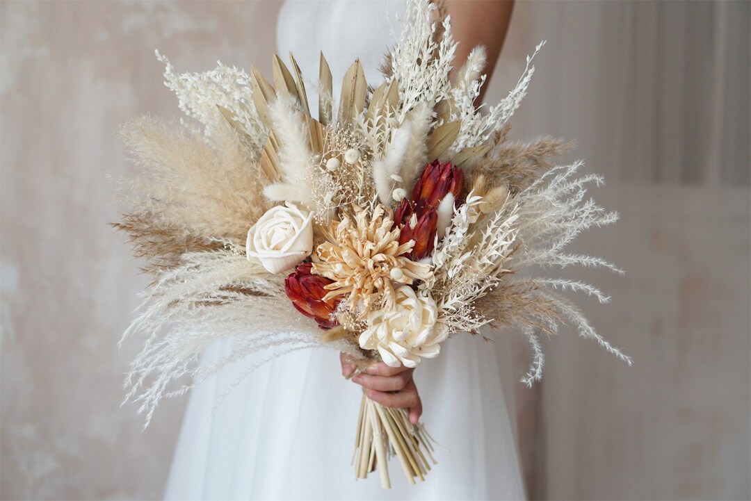 Classic Wedding Bouquet, Rustic Boho Flower Bouquet, Bridal Bouquet ...