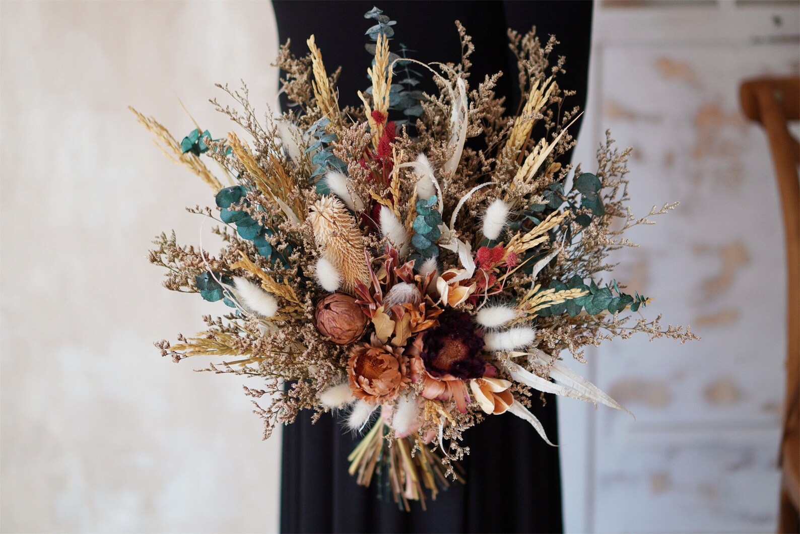 Rustic Boho Wedding Bouquet,dried Natural Flowers Home Wedding Decor ...