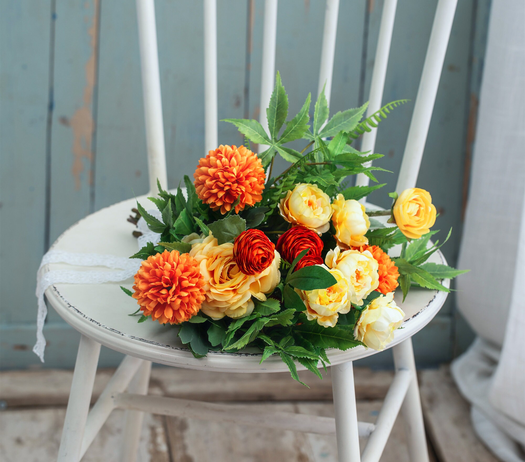 Chic Orange Silk Rose Bridal Bouquetwedding Bouquet Wedding - Etsy
