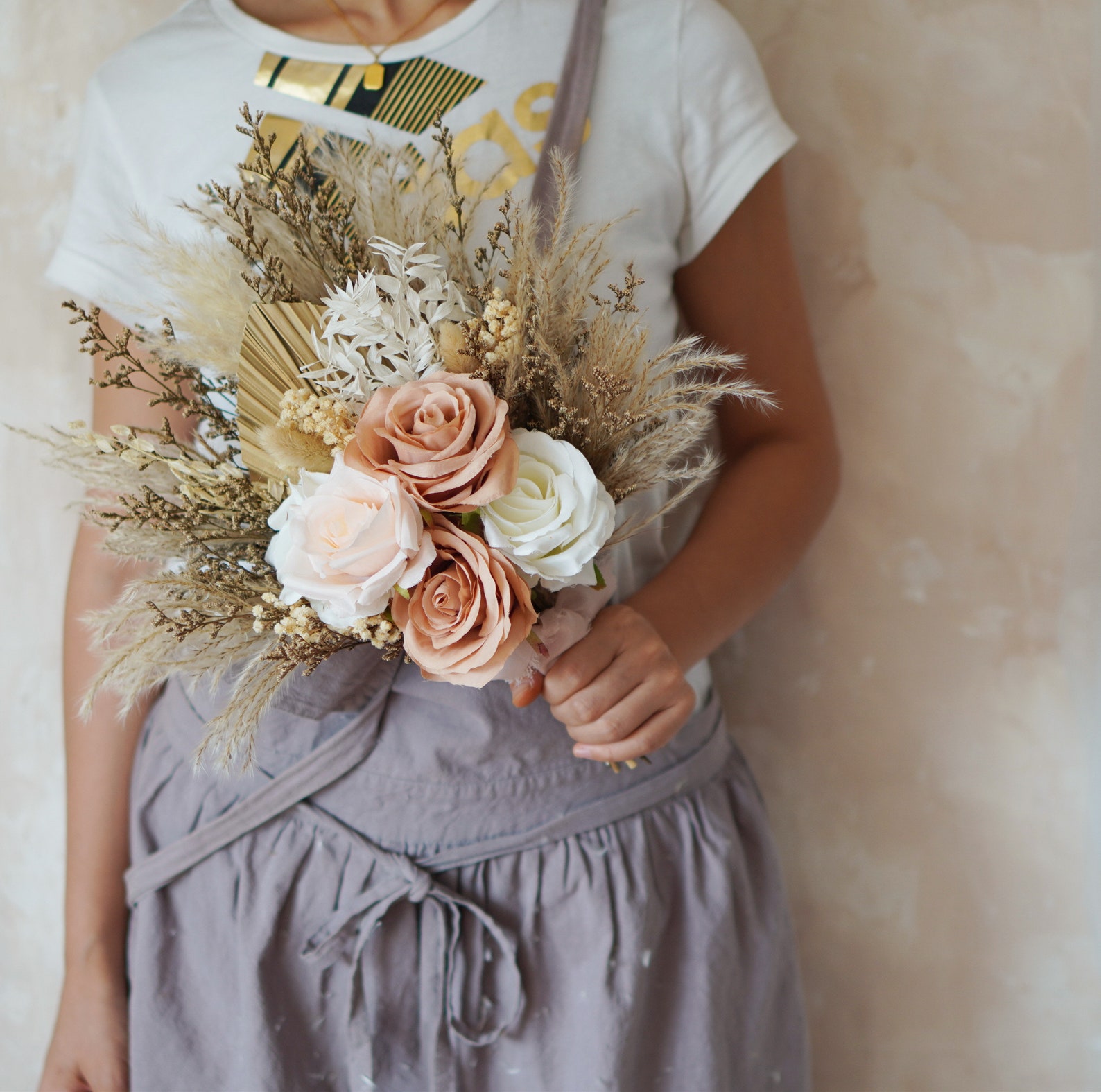 Bridal Bouquet Pampas Gras Boho Wedding Bouquet Bridesmaid - Etsy