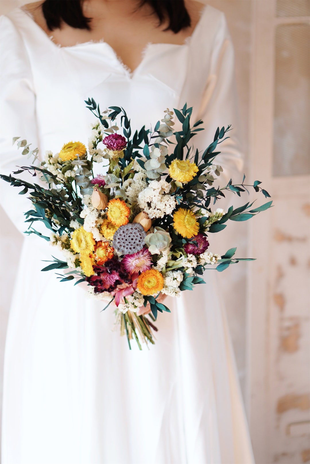 Rustic Boho Wedding Bouquet,dried Natural Flowers Home Wedding Decor ...