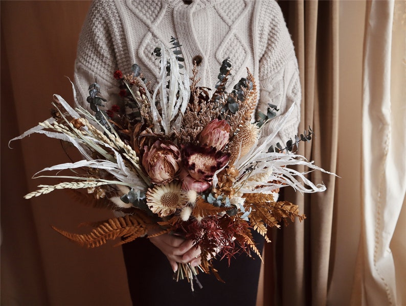 Rustic Boho Wedding Bouquetdried Natural Flowers Home Wedding - Etsy