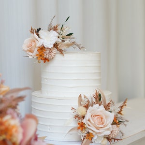 A Set Wedding Cake Topper, White Floral Cake Decoration, Cake Topper ...