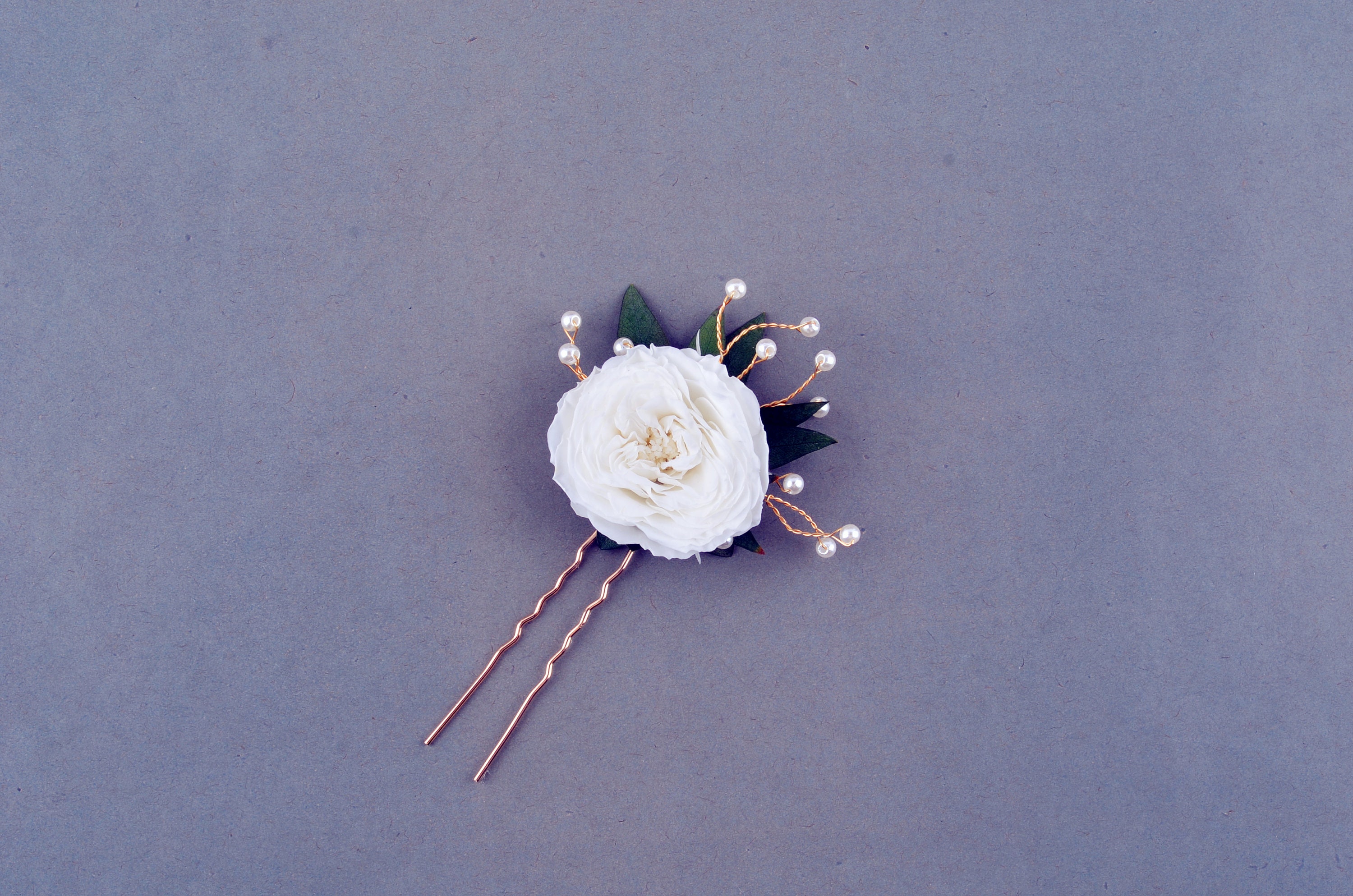 Preserved Natural Real Flower Rose Hair Clip Pink White Pearl | Etsy