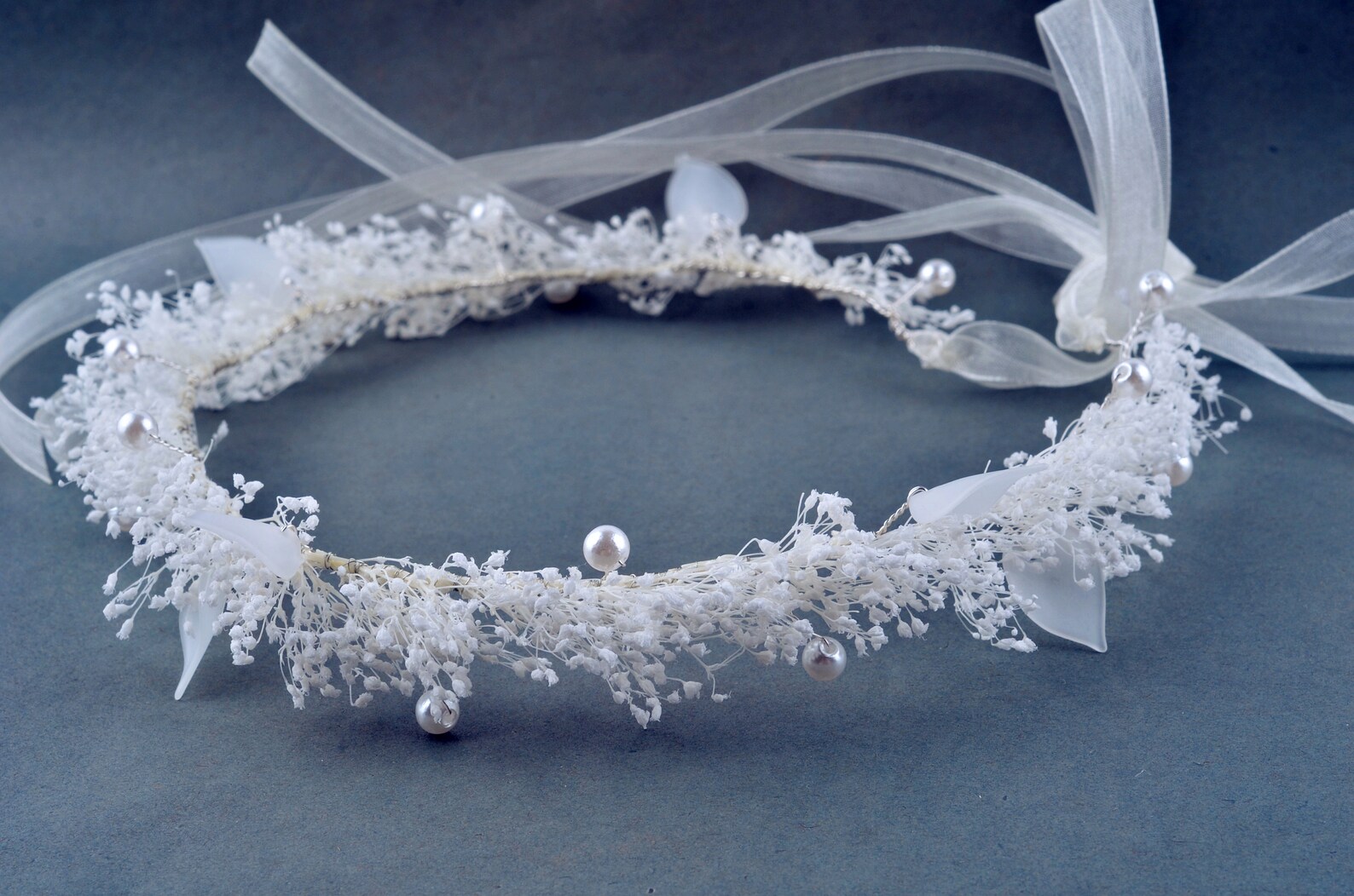 Preserved Natural real flower crown white leaves baby's | Etsy