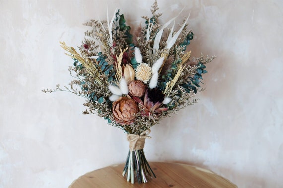 Rustic Boho Wedding Bouquetdried Natural Flowers Home Wedding - Etsy