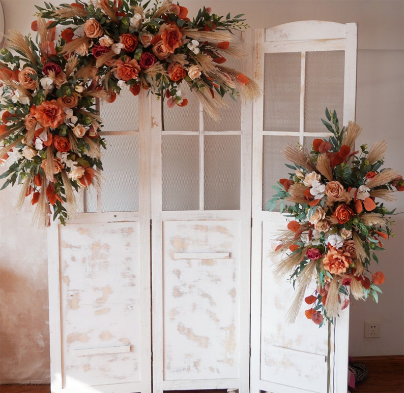 Burnt Orange Wedding Arch Arrangement,pampas Flower Arch Arrangement ...