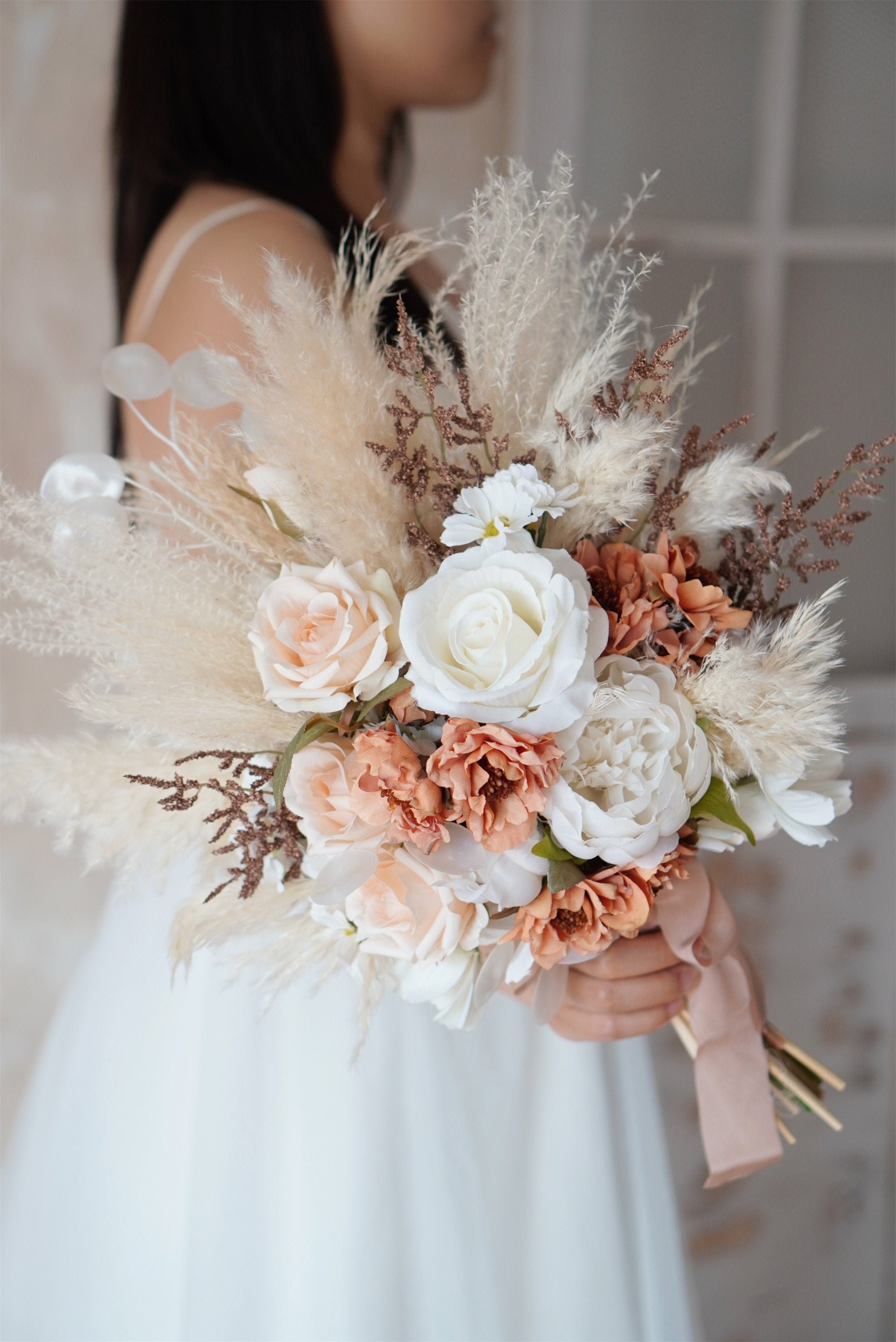 Bridal Bouquet Pampas Gras, Boho Wedding Bouquet, Bridesmaid Bouquets ...