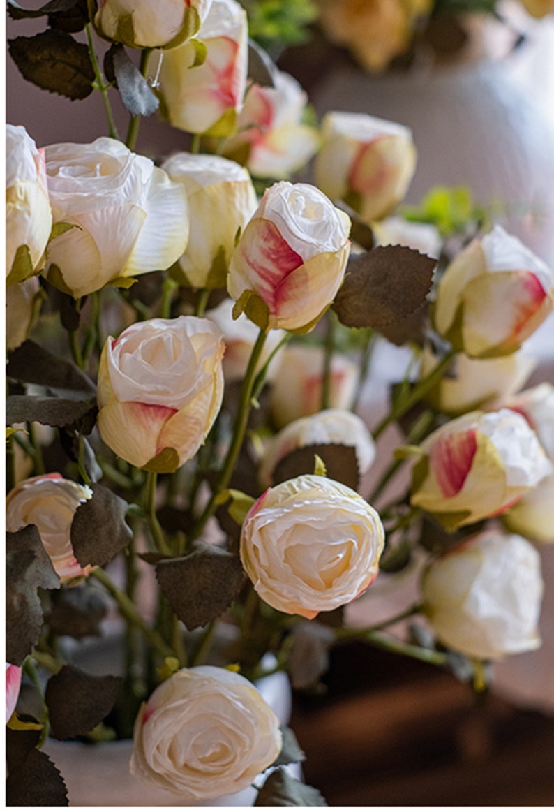 Dried Rose Artificial Faux Centerpiece Silk Flower Webbing - Etsy