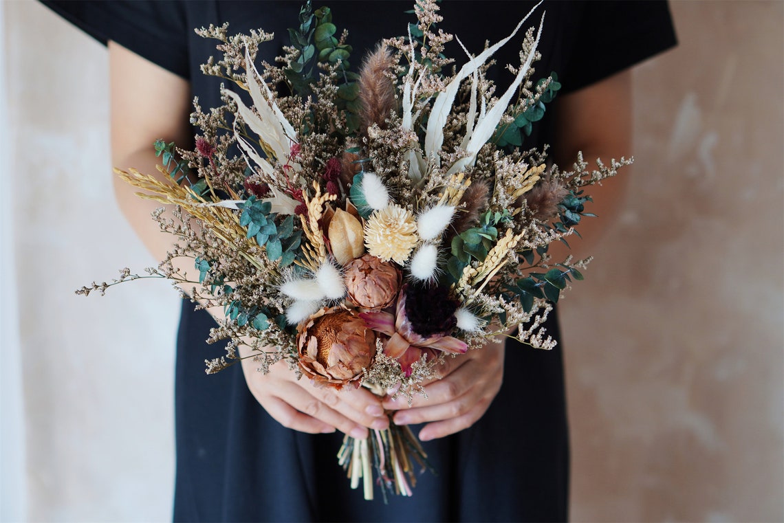 Rustic Boho Wedding Bouquetdried Natural Flowers Home Wedding - Etsy