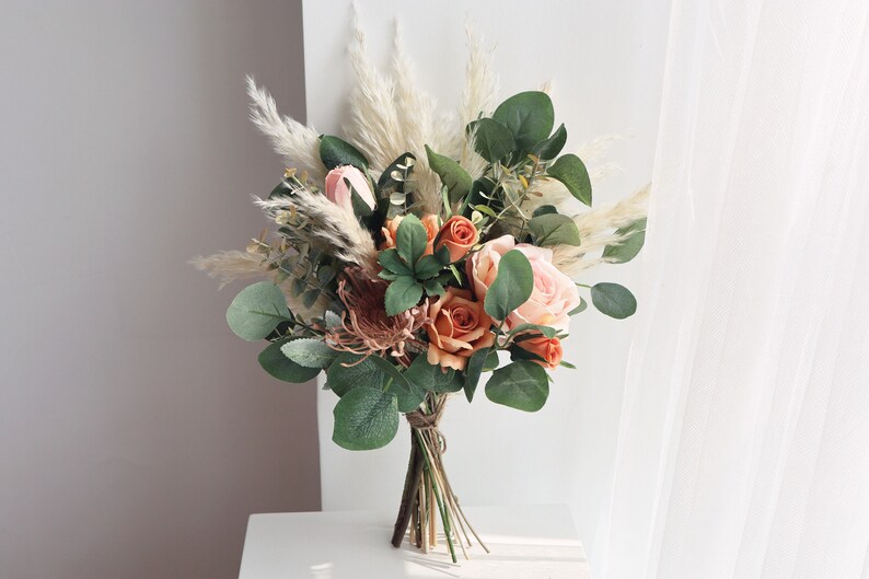Rustic Boho Wedding Bouquet Silk Rose Bouquetbridal - Etsy