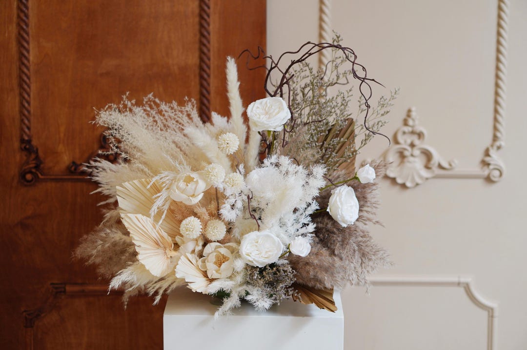 Dried Flower Centerpiece: Palm Fan Rustic Wedding Table Decoration - Etsy
