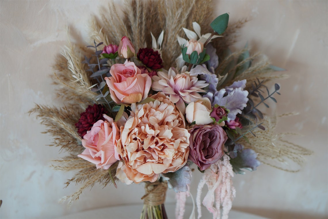Rustic Boho Wedding Bouquetartificial Faux Flowers Home - Etsy