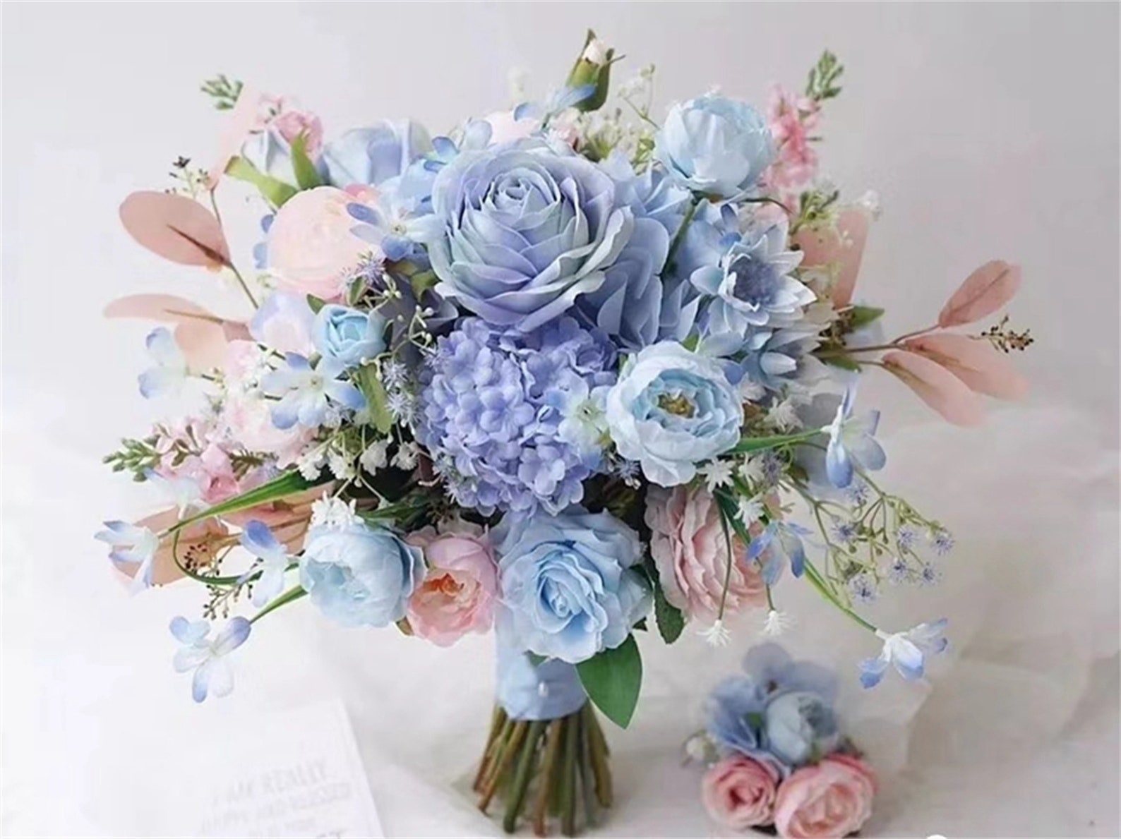 3 Heads Artificial Morandi Blue Rose High Quality Artificial - Etsy