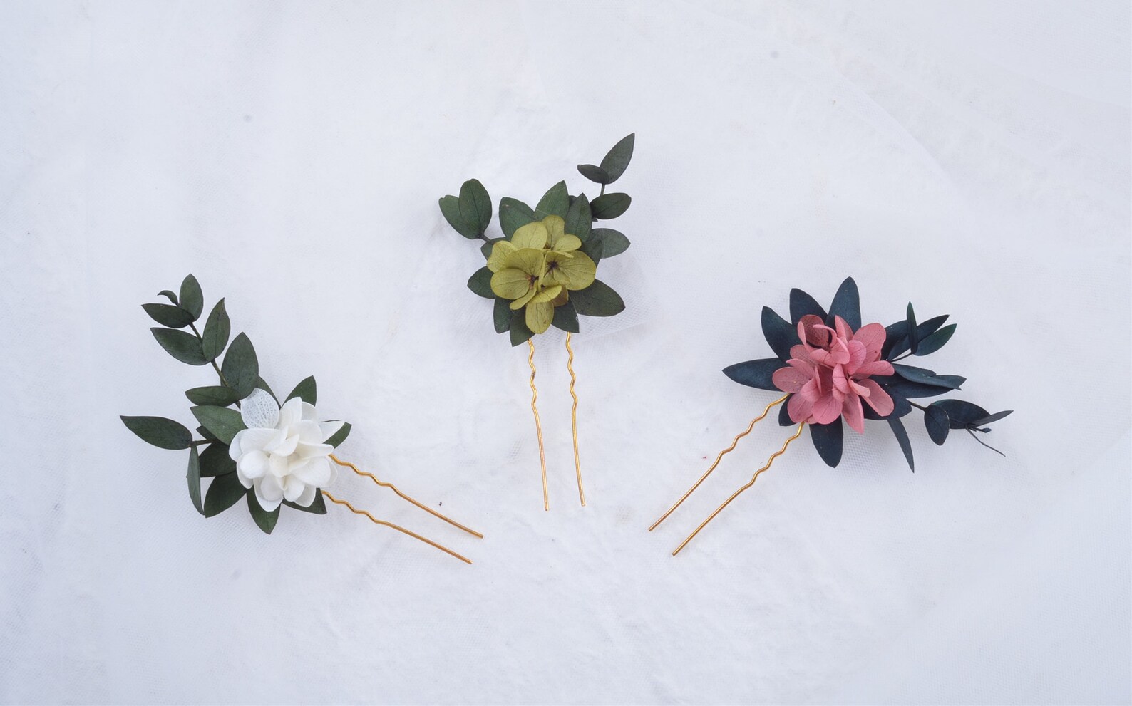 Preserved Natural real flower hair clip pinwhite green milk | Etsy