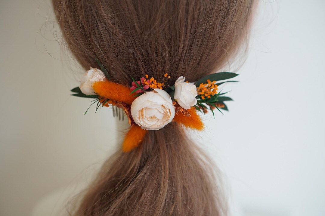 Champagne Silk Rose, Orange Rabbit's Tail, Preserved Millet Flowers ...