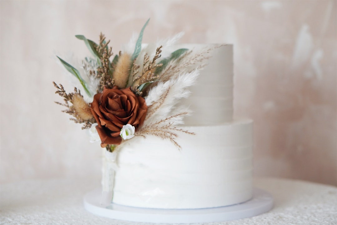 Wedding Cake Topper, Terracotta Roses Floral Cake Decoration, Cake ...
