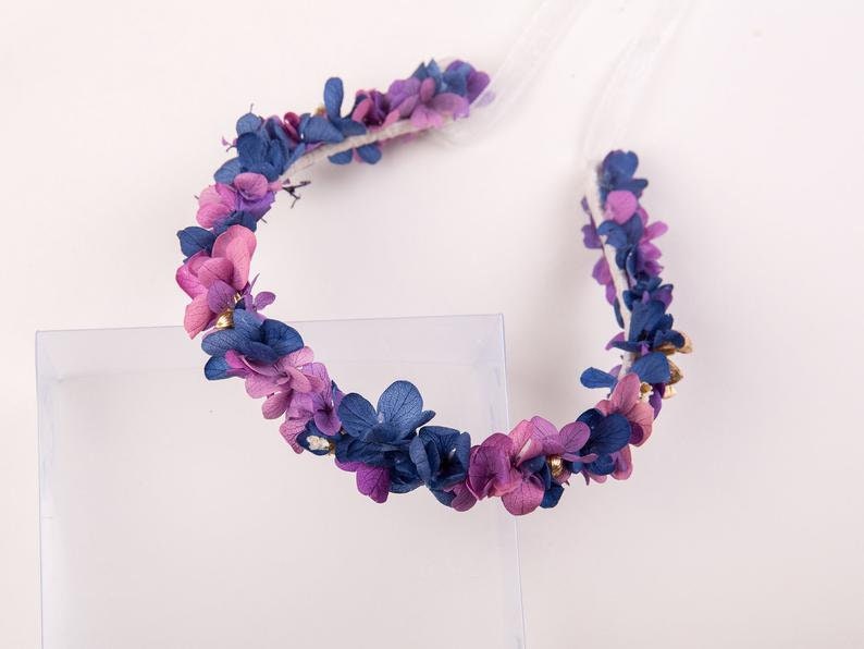 Preserved Natural Real Flower Crown Purple Blue | Etsy