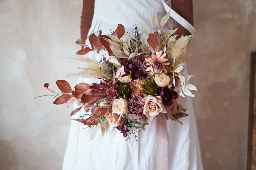 Bridal Bouquet Pampas Gras, Boho Wedding Bouquet, Bridesmaid Bouquets ...