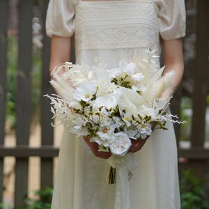 White&green Rustic Wedding Bouquet,artificial Flowers Wedding Decor ...