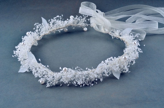 Preserved Natural Real Flower Crown White Leaves Baby's - Etsy