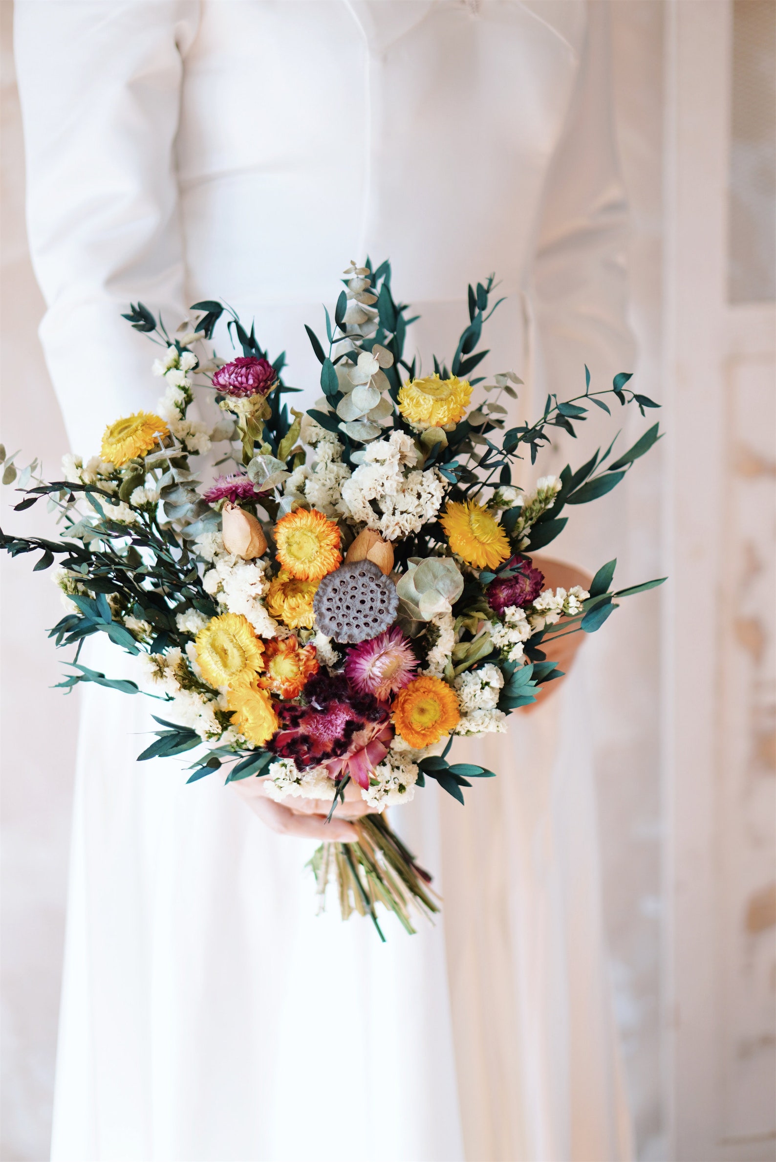Rustic Boho Wedding Bouquetdried Natural Flowers Home Wedding - Etsy