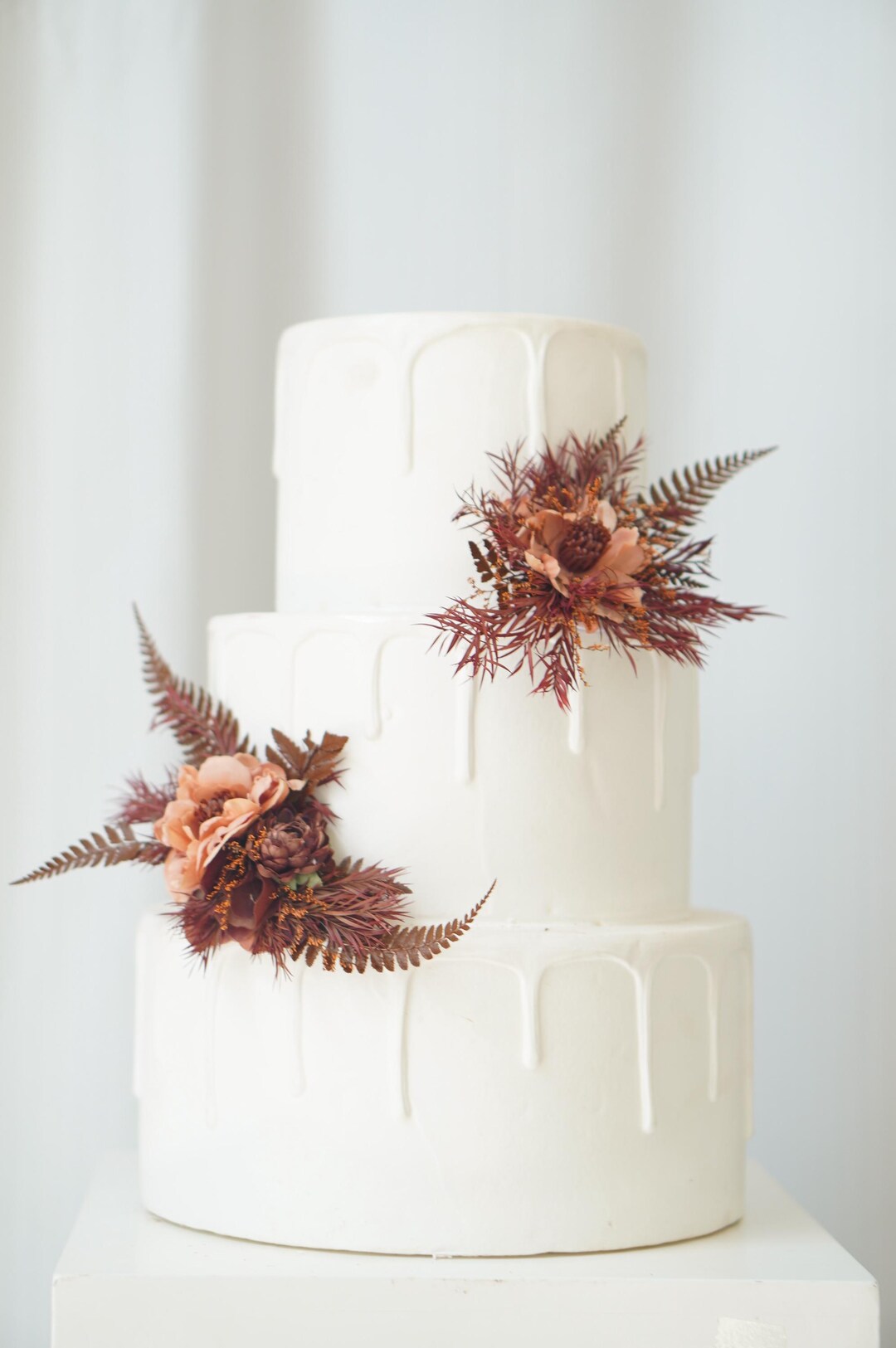 Vintage Brown Wedding Cake Topper, Floral Cake Decoration, Cake Topper ...