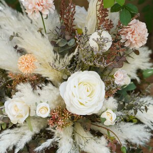 White Rustic Flower Centerpiece Lpampas Table Centerpiece L Wedding ...