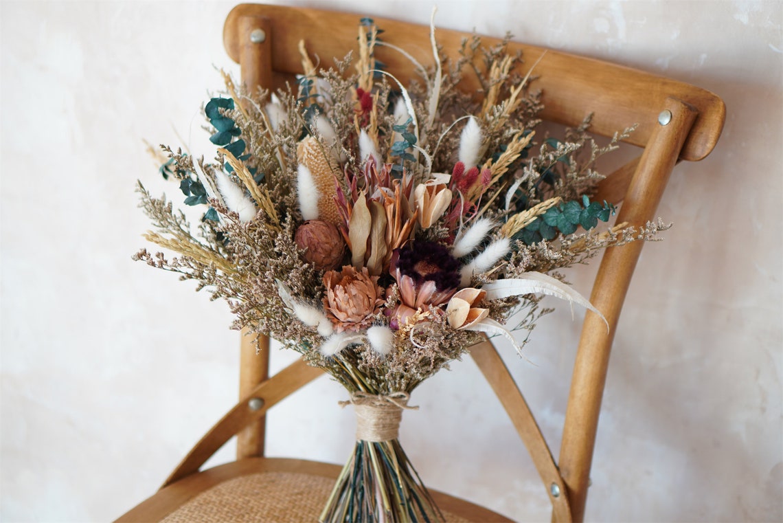 Rustic Boho Wedding Bouquetdried Natural Flowers Home Wedding - Etsy