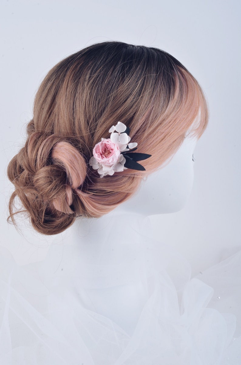 Preserved Natural real flower Rose hair clip Pink Austin Rose | Etsy
