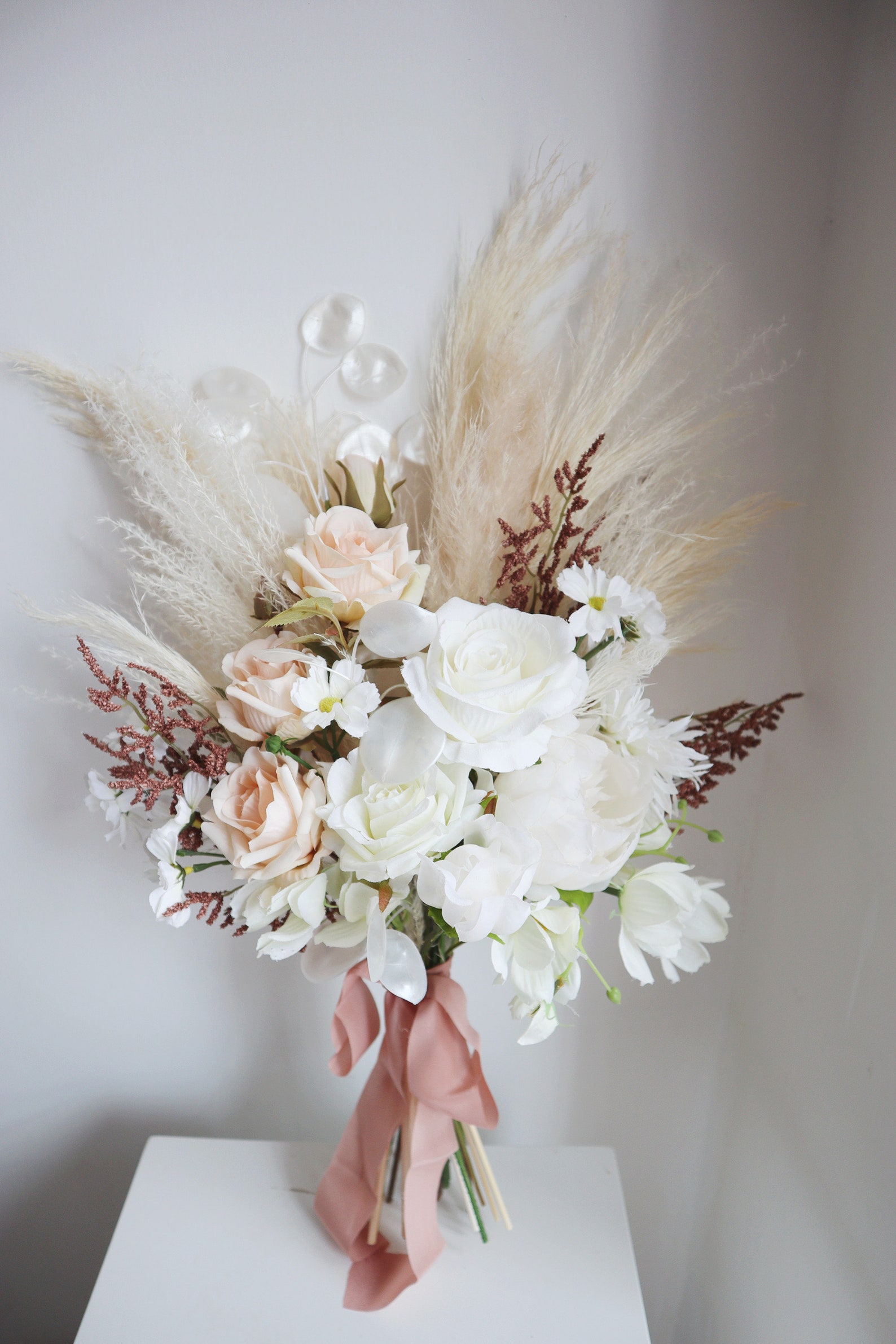 Bridal Bouquet Pampas Gras Boho Wedding Bouquet Bridesmaid - Etsy
