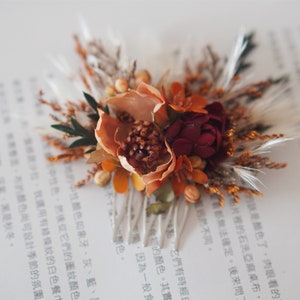 Artificial Silk Flower Hair Comb, Dried Flowers Clip,boho Floral Bridal ...