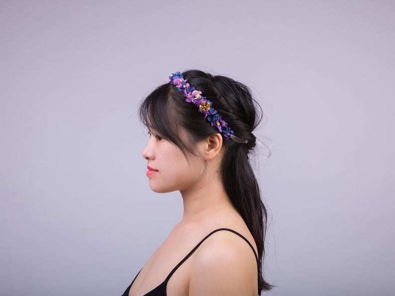 Preserved Natural Real Flower Crown Purple Blue | Etsy