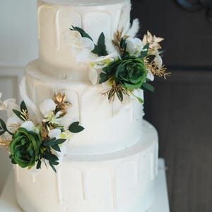Emerald Green Floral Cake Topper: Silk Rose & Pampas Grass - Etsy