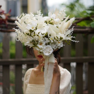 White&green Rustic Wedding Bouquet,artificial Flowers Wedding Decor ...