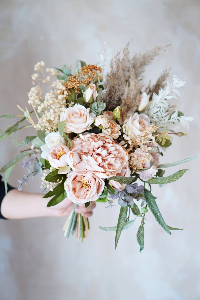 Bridal Bouquet Pampas Gras, Boho Wedding Bouquet, Bridesmaid Bouquets ...