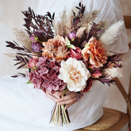 Rustic Boho Wedding Bouquetartificial Faux Flowers Home - Etsy
