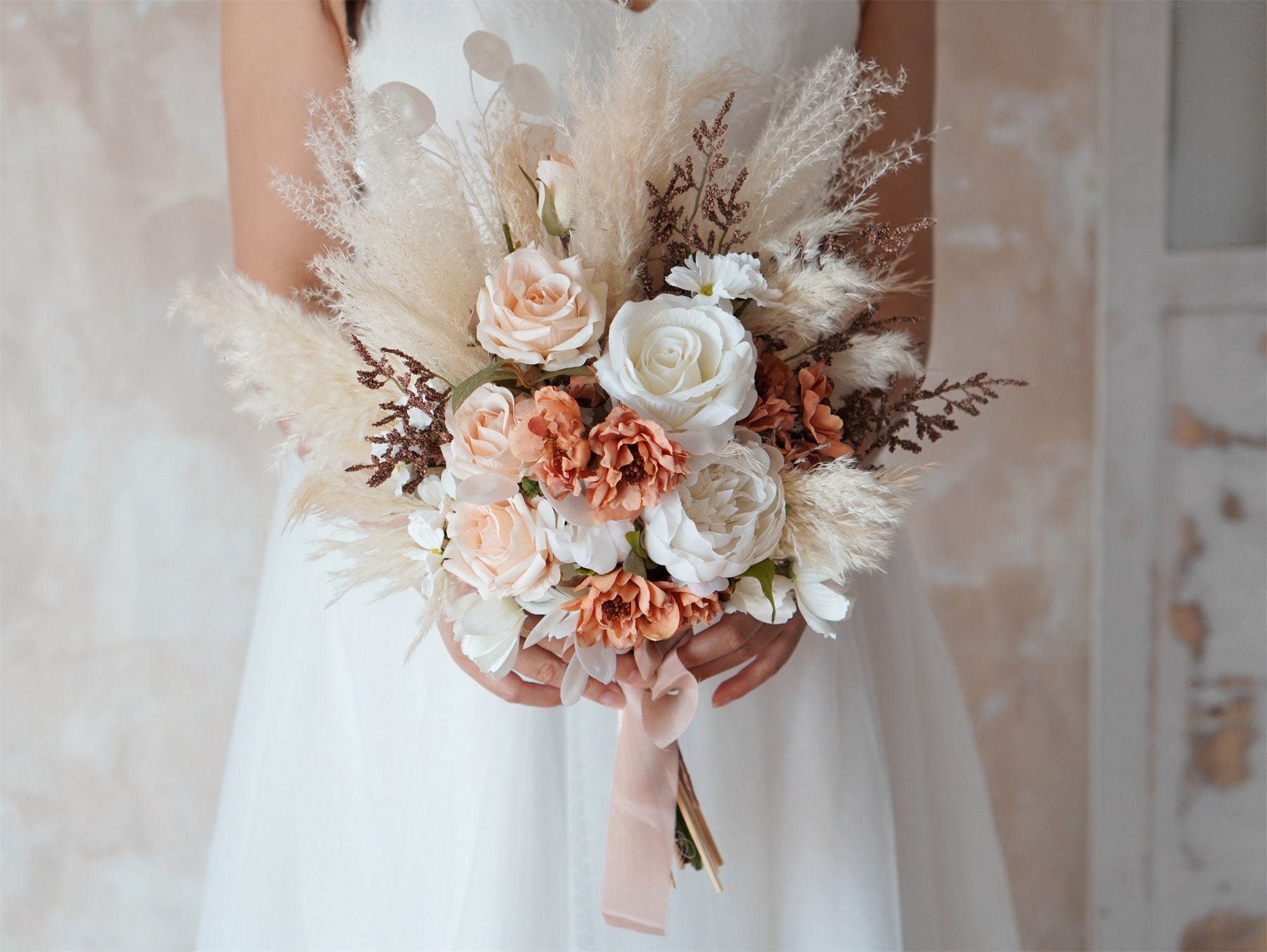 Bridal Bouquet Pampas Gras, Boho Wedding Bouquet, Bridesmaid Bouquets ...