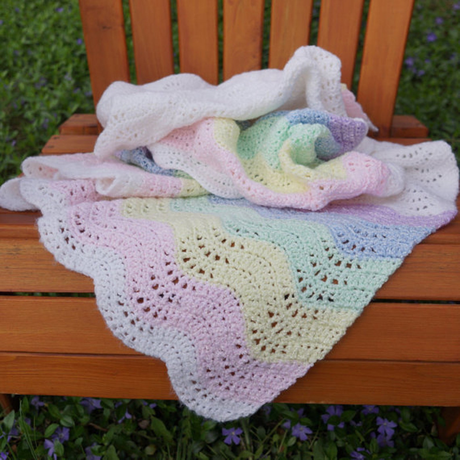 PATTERN ONLY Crochet Baby Blanket Pattern, Crochet Ripple Wave Chevron ...