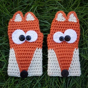 PATTERN ONLY Crochet Fox Fingerless Gloves, Cute Animal Armwarmers ...