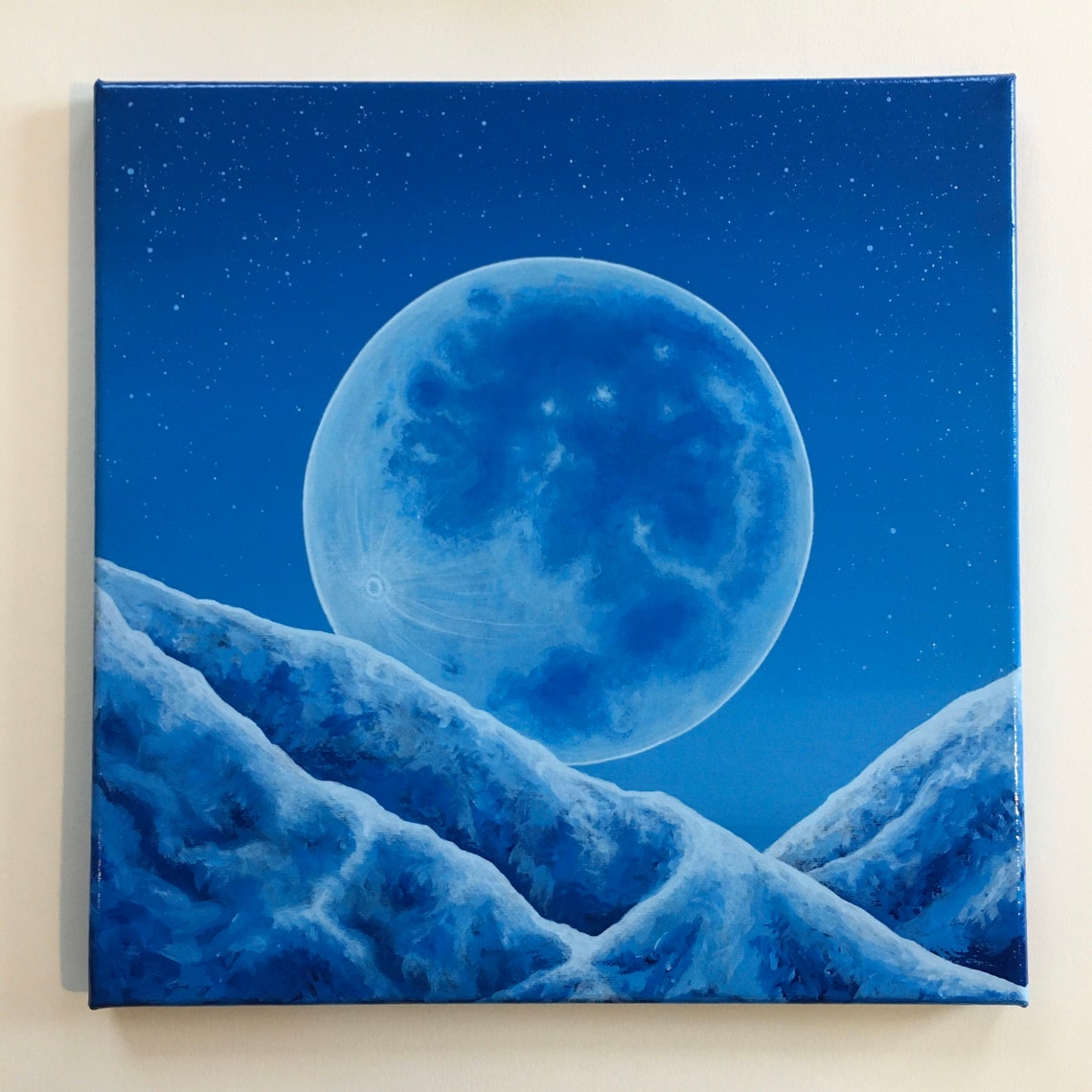 Full Blue Moon Acrylic Painting, 12x12 - Etsy